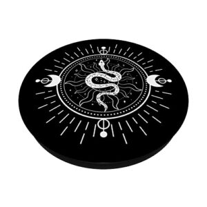 Witchy Aesthetic Mystic Snake Sun Moon Sacred Geometry PopSockets Swappable PopGrip