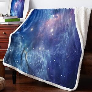 Yun Nist Sherpa Fleece Throw Blanket Astronomical Art Galaxy Nebula,Super Soft Luxury Reversible Blankets Warm Cozy Throws for Sofa Couch Bed Holiday Romantic Purple Starry Sky,60x80inch