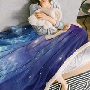 Yun Nist Sherpa Fleece Throw Blanket Astronomical Art Galaxy Nebula,Super Soft Luxury Reversible Blankets Warm Cozy Throws for Sofa Couch Bed Holiday Romantic Purple Starry Sky,60x80inch