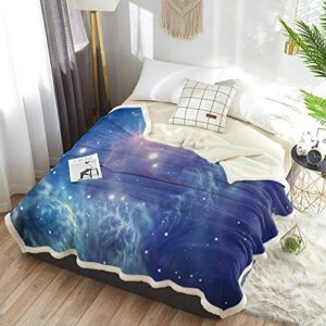 Yun Nist Sherpa Fleece Throw Blanket Astronomical Art Galaxy Nebula,Super Soft Luxury Reversible Blankets Warm Cozy Throws for Sofa Couch Bed Holiday Romantic Purple Starry Sky,60x80inch