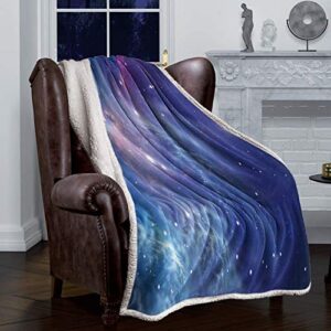 Yun Nist Sherpa Fleece Throw Blanket Astronomical Art Galaxy Nebula,Super Soft Luxury Reversible Blankets Warm Cozy Throws for Sofa Couch Bed Holiday Romantic Purple Starry Sky,60x80inch