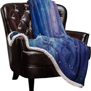 Yun Nist Sherpa Fleece Throw Blanket Astronomical Art Galaxy Nebula,Super Soft Luxury Reversible Blankets Warm Cozy Throws for Sofa Couch Bed Holiday Romantic Purple Starry Sky,60x80inch