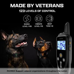 INVIROX Dog Shock Collar for Large Dog X2 [2024 Edition] 123 Levels Dog Training Collar 1100yd Range, 100% Waterproof, Rechargeable Electric Dog Collars for Medium Dogs, E Collar for Large Dogs