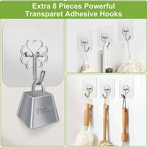 Wall Hooks 4 Pack , Heavy Duty Wall Hooks Aluminum Hooks for Hanging Coat, Hat, Towel, Robe, Key, Clothes, Towel Hook Wall Mount for Home, Office, Kitchen, Bathroom (w 8 Additional Sticky Hooks)