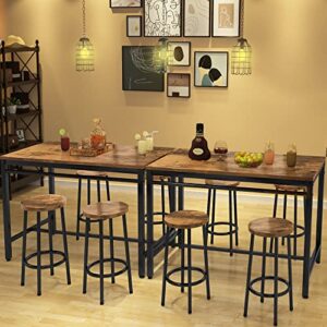 Recaceik Dining Table Sets for 4 Bar Table and Chairs Set Industrial Outdoor Table w/ 4 Stools for Home, Farmhouse, Restaurant, Cafe, Kitchen, Dining Room, Breakfast Nook, Small Space