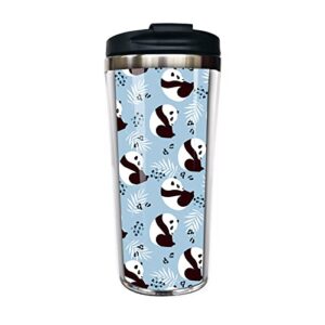 panda 12oz tumbler with leakproof lid,stainless steel vacuum insulated travel mug coffee cup for ice and hot drink