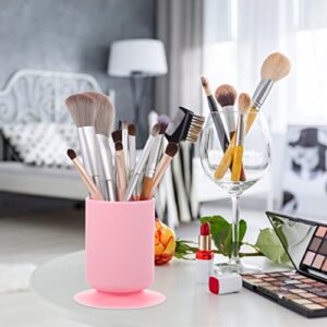 FOMIYES Silicone Pencil Holder Suction Cup Makeup Brush Holder Pencil Pen Holder for Office Desktop Storage Organizer Pink