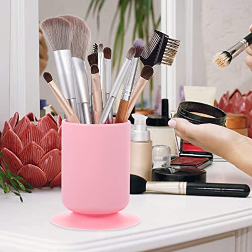 FOMIYES Silicone Pencil Holder Suction Cup Makeup Brush Holder Pencil Pen Holder for Office Desktop Storage Organizer Pink