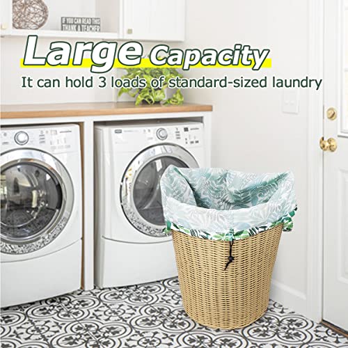 ZHMAIBDM Large Laundry Bag with Handles, Washable Large Dirty Clothes, Drawstring Organizer Bag, Fit Hamper Basket Camp Travel Home College Dorm, 26x36 inch, Green