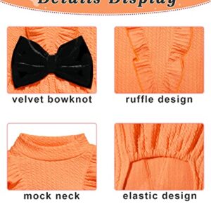 Topkins Dog Birthday Dresses, Dog Princess Dress, Turtleneck Puppy Skirt with Velvet Bowknot for Small Medium Dogs Girl (Orange, L)