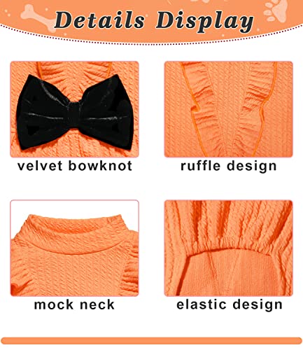 Topkins Dog Birthday Dresses, Dog Princess Dress, Turtleneck Puppy Skirt with Velvet Bowknot for Small Medium Dogs Girl (Orange, L)