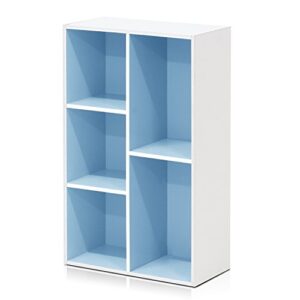 Furinno 7-Cube Reversible Open Shelf, White/Pink 11048WH/PI & 5-Cube Reversible Open Shelf, White/Light Blue 11069WH/LBL