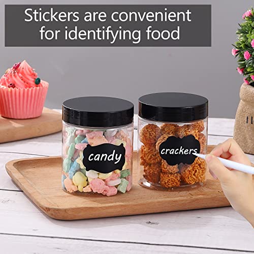 8 OZ Plastic Jars with Lids,(Crazystorey)32 Pack Clear Plastic Slime Containers for Kitchen and Household Food Storage of Dry Goods, Creams and More Included Extra Label and A Pen