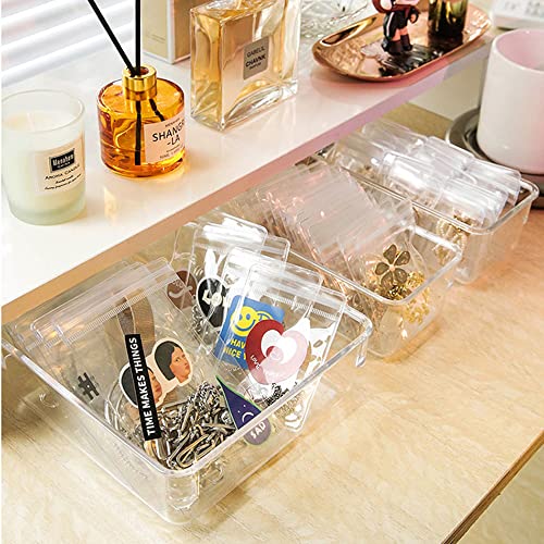 JINYUDOME 13 Pcs Desk Drawer Organizer Trays Sets 5-Size Clear Plastic Vanity Makeup Drawer Organizers,Used for Kitchen, Office, Bathroom, Makeup