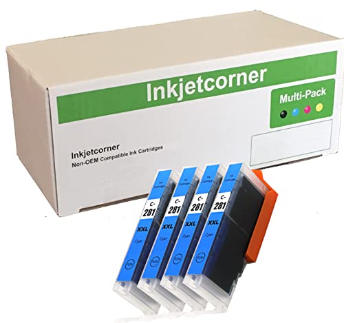 Inkjetcorner Compatible Ink Cartridge Replacement for CLI-281C CLI-281 XXL for use with TR8620 TR8622 TR8620A TS6320 TS702A TR8520 TS9120 TS8320 TS8322 (Cyan, 4-Pack)