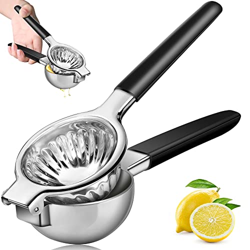 Vakoo Lemon Squeezer, Premium Quality Stainless Steel Squeeze Out Every Drop Of Juice, Max Extraction Most Juice Hand Press Lime Citrus Squeezer, Black