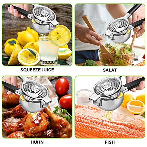 Vakoo Lemon Squeezer, Premium Quality Stainless Steel Squeeze Out Every Drop Of Juice, Max Extraction Most Juice Hand Press Lime Citrus Squeezer, Black