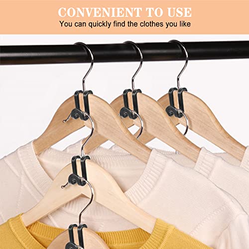 50PCS Hanger Connector Hooks, BIGOU Clothes Hanger Organizer Mini Space Saver Hangers Clothes Hanger Extender Cascading Connection Hooks for Wooden/Velvet/Metal/Plastic Hangers (Black)