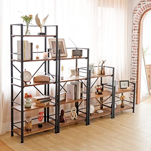 Crofy Rustic Bookshelf, 3 Tier Real Wood Bookshelf, Metal Book Shelf for Storage, Bookcase for Office Organization and Storage, 12.6 D x 23.62 W x 36.61 H Inches, Black