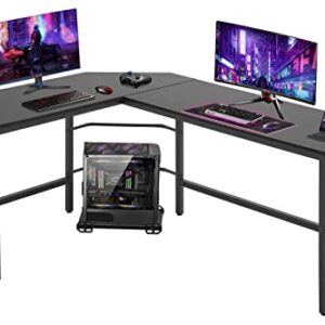 FDW Computer Desk L Shaped Gaming Desk Corner Office Desk PC Wood Home Large Work Space Study Desk Workstation (Black)