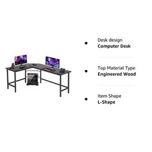 FDW Computer Desk L Shaped Gaming Desk Corner Office Desk PC Wood Home Large Work Space Study Desk Workstation (Black)