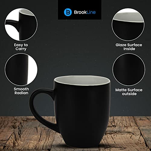 Brookline Ceramic Coffee Mug 16OZ - Tea Mug with Handle, Espresso Cups - Excellent Choice for Camping, Travel & Office - Great Gift Idea (Black White, Set of 4)