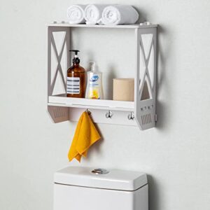 J JINXIAMU Bathroom Shelves,Bathroom Wall Cabinet Great for Save Small Space,Bathroom Wall Storage Over Toilet Shelf for Storing Bathroom Items,Wall Shelves with Key Holder for Entryway,White