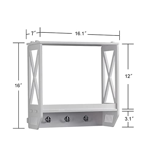 J JINXIAMU Bathroom Shelves,Bathroom Wall Cabinet Great for Save Small Space,Bathroom Wall Storage Over Toilet Shelf for Storing Bathroom Items,Wall Shelves with Key Holder for Entryway,White