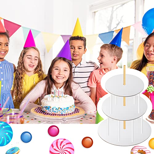 39 Pieces Cake Boards and Plastic Dowels, Cake Boards Kit, Cake Stand, 15 Cardboard Cake Boards Bases, 24 Plastic Cake Drum for Tiered Cakes for Wedding Birthday Party (White)