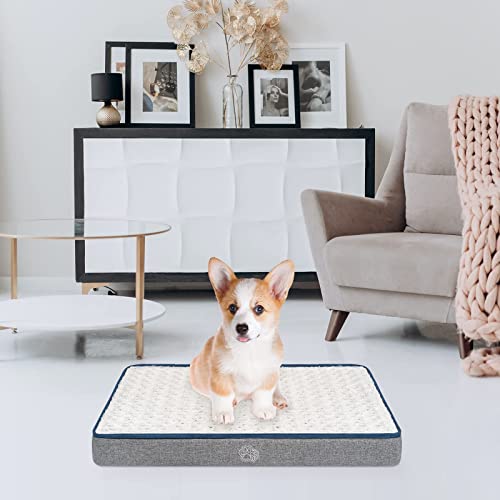 EMPSIGN Waterproof Dog Bed for Crate Pad Reversible Cool and Warm, Pet Beds with Washable and Removable Cover, Sleeping Mats for Large Medium Small Dogs