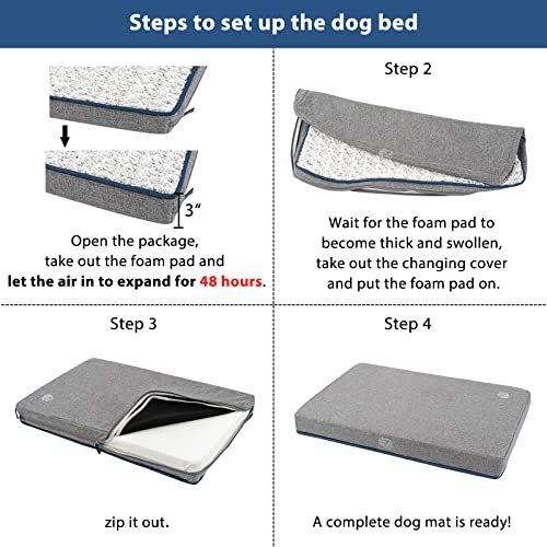 EMPSIGN Waterproof Dog Bed for Crate Pad Reversible Cool and Warm, Pet Beds with Washable and Removable Cover, Sleeping Mats for Large Medium Small Dogs