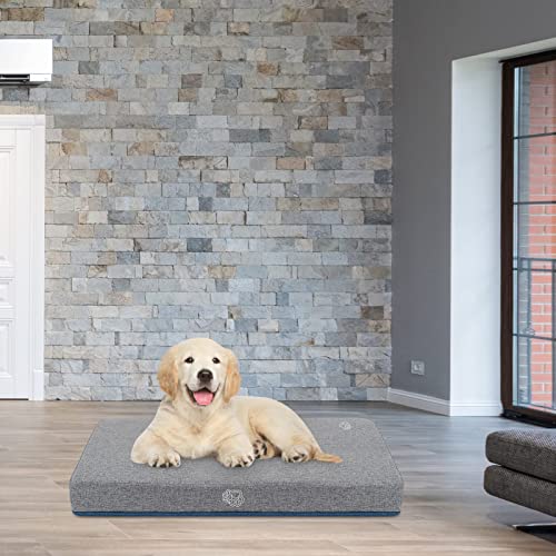 EMPSIGN Waterproof Dog Bed for Crate Pad Reversible Cool and Warm, Pet Beds with Washable and Removable Cover, Sleeping Mats for Large Medium Small Dogs