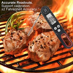 Wotermly Digital Kitchen Meat Thermometer with Backlight LCD and Foldable Long Probe, Instant Read Food Cooking Thermometer Use for Grill,Liquid, BBQ, Baking and Candy