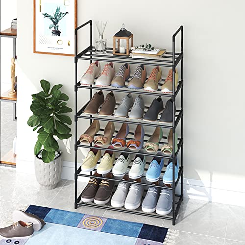 YSSPORT 6 Tiers Shoe Rack for Closet, Free Standing Shoe Rack Space Saving Shoes Storage Shelf, Stackable Shoe Shelf for 24 pairs Space