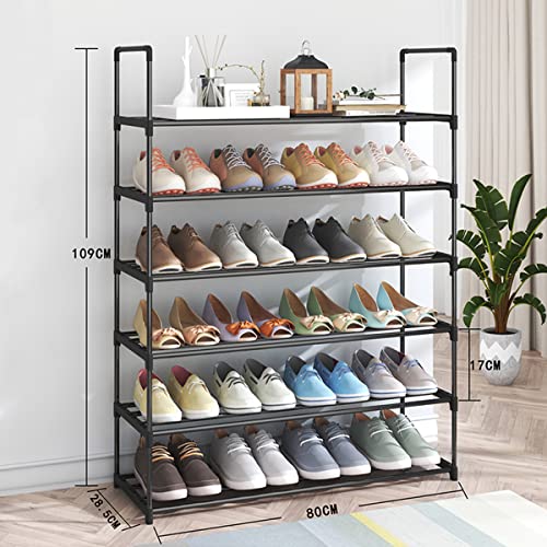 YSSPORT 6 Tiers Shoe Rack for Closet, Free Standing Shoe Rack Space Saving Shoes Storage Shelf, Stackable Shoe Shelf for 24 pairs Space