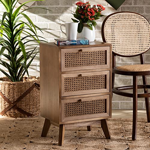 Baxton Studio Baden End Table, Natural Brown/Walnut Brown