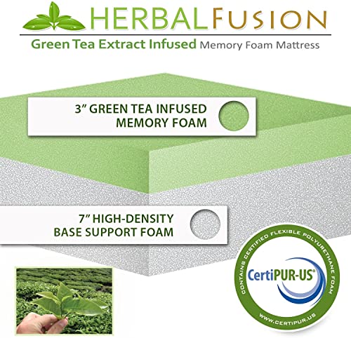 AC Pacific Herbal Fusion Collection Green Tea Infused Polyester Memory Foam Mattress Made in USA, Eastern King Deluxe, White