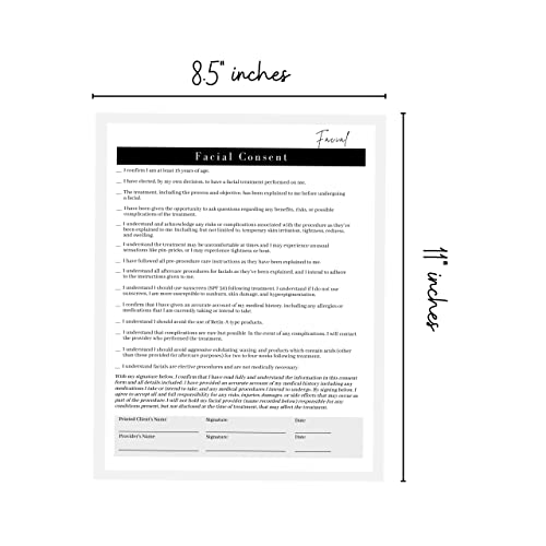 Facial Intake, Consent, and Aftercare Form | 75 Pack | 8.5 x 11" A1 Forms | Clients Signature | 25 Intake Forms, 25 Consent Forms, 25 Aftercare Forms | Minimalist Design