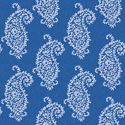 Stitch & Sparkles 100% Cotton Duck 45" Width Paisley Provence Blue Color Sewing Fabric by The Yard