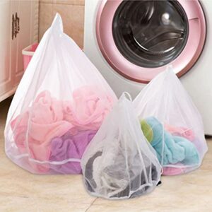 Qiningxia Thickened fine Lines with Drawstring Laundry Bag Clothing wash Bag Fine mesh Underwear ive Bra mesh Bag, White