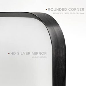 Minuover Wall Mount Mirror for Bathroom, Brush Black Metal Framed Rounded Corner Rectangular Vanity Mirror (24" x 36", Black)