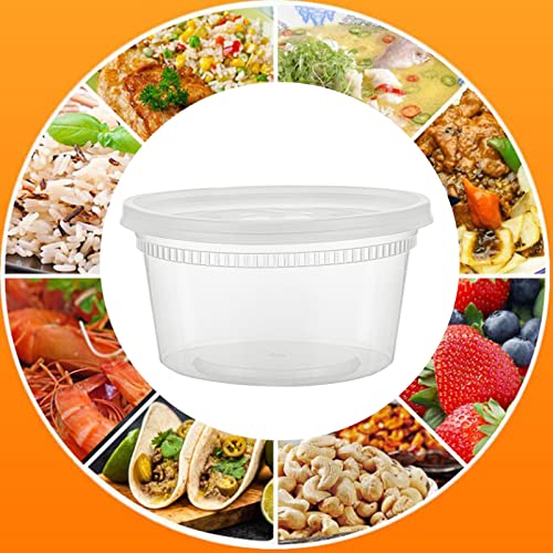 Lawei 70 Pack Plastic Deli Food Containers with Lids - 12 Oz Food Storage Containers Freezer Deli Cups for Soup, Party Supplies, Meal Prep and Portion Control