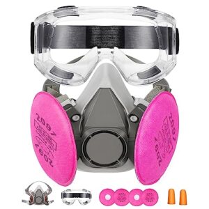 dadumk reusable half facepiece painting respirator, face cover set used for paint, dust, chemical, woodworking and organic vapor gas