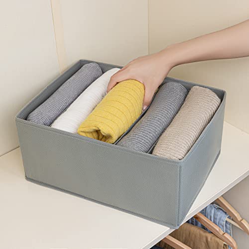 DIMJ Jeans Organizer for Closet, 5-Cell Wardrobe Clothes Organizer, Clothes Drawer Organizer for Clothing, Closet Organizers and Storage for Jeans, T-shirts, Sweater, 2 Packs (Grey)