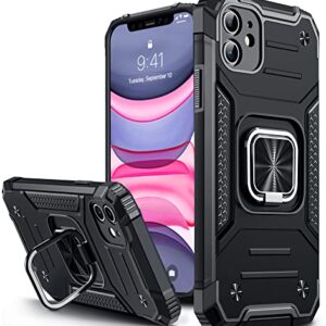 Vakoo Case for iPhone 11 6.1 Inches, with Magnetic Ring Kickstand, Military Drop Protection Rugged Sturdy Cover, Black