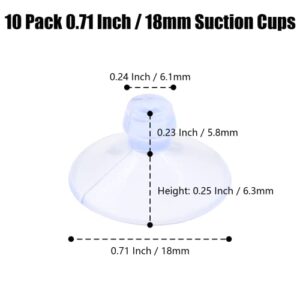 Qjaiune 10 Pack Glass Table Suction Cups 18mm Rubber Suction Cup Hangers Without Hooks, Anti-Collision Suction Cups Transparent Suckers, Clear Plastic Suction Cups Desk Suction Pads for Furniture