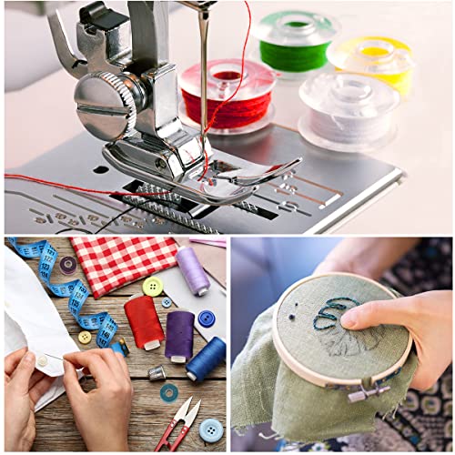 Blibly 72Pcs Bobbins Sewing Thread Kits, 500 Yards Per Polyester Thread Spools with Needle, Threader, Scissors and Ruler, Prewound Bobbin with Case for Hand & Sewing Machine,36 Colors