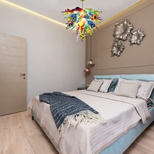 Alioth Hand Blown Glass Art Chandelier Ceiling Light Hanging Pendant Chandelier Modern Light Fixture for Bedroom,Living Room,Dining Room (24x20)