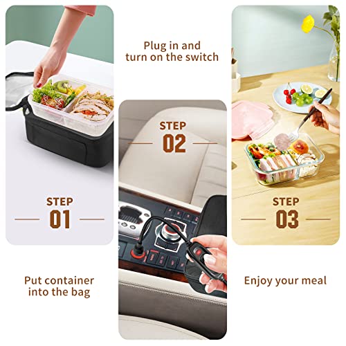 SabotHeat Portable Car Microwave - 12V40W Hot Plate with On/Off Switch for Reheating & Slow Cook, Smart Mini Portable Oven Car Food Warmer Lunch Box for Work, Trip, Camping