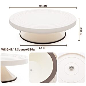 WObell 10.4 inches Plastic Rotating Cake Decorating Turntable Revolving Display Stand with Ball Bearing Lazy Susan Circular Non-slip Base for Pottery Wheel Supply Paint Spinner, White (DM-XX265)